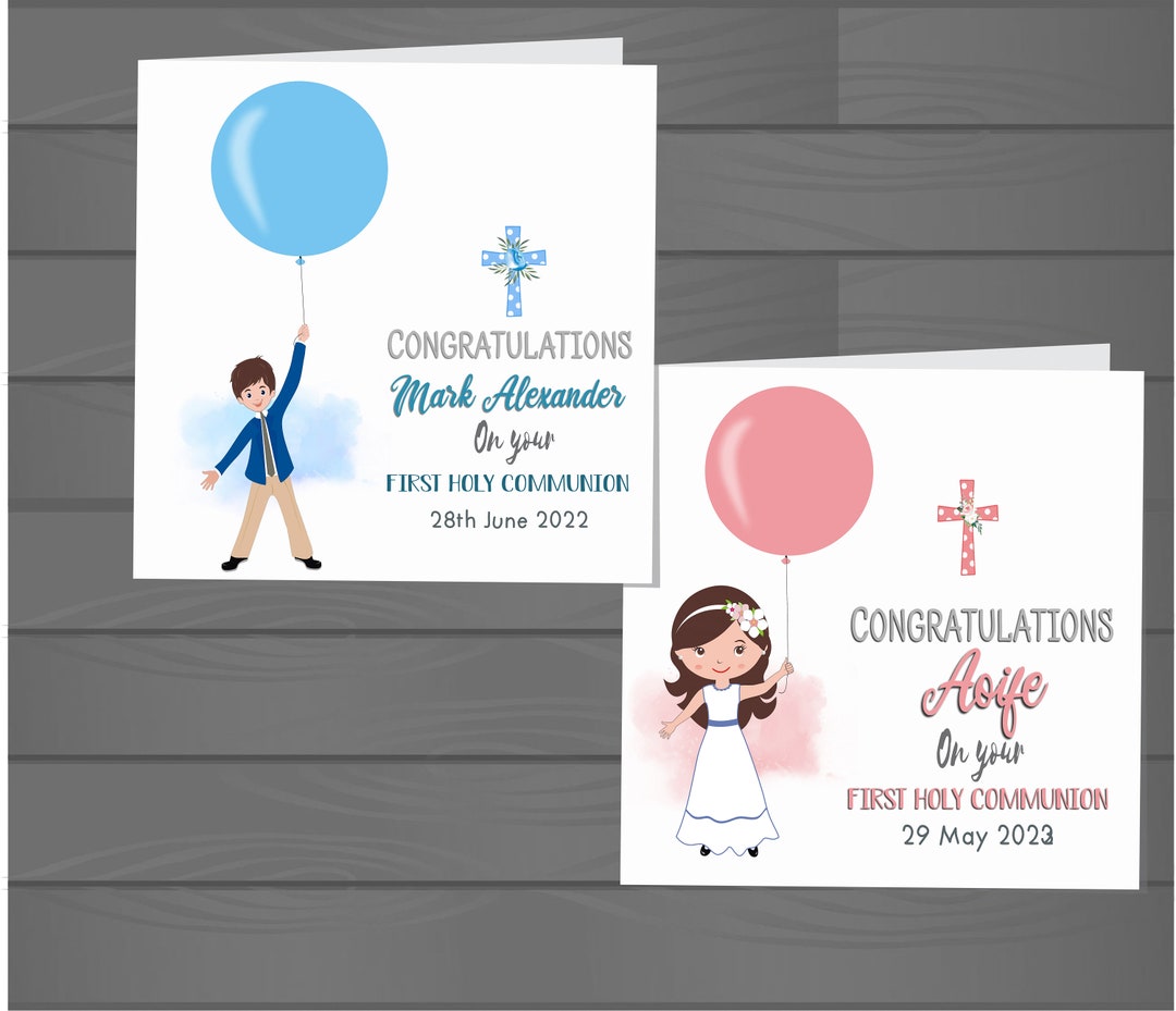 Personalised First Holy Communion Religious Ceremony Card Boys, Girls ...