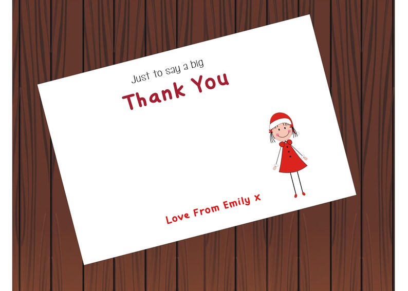 Personalised Stick Figure Santa Dress Fun - Christmas Thank You Notelet ...