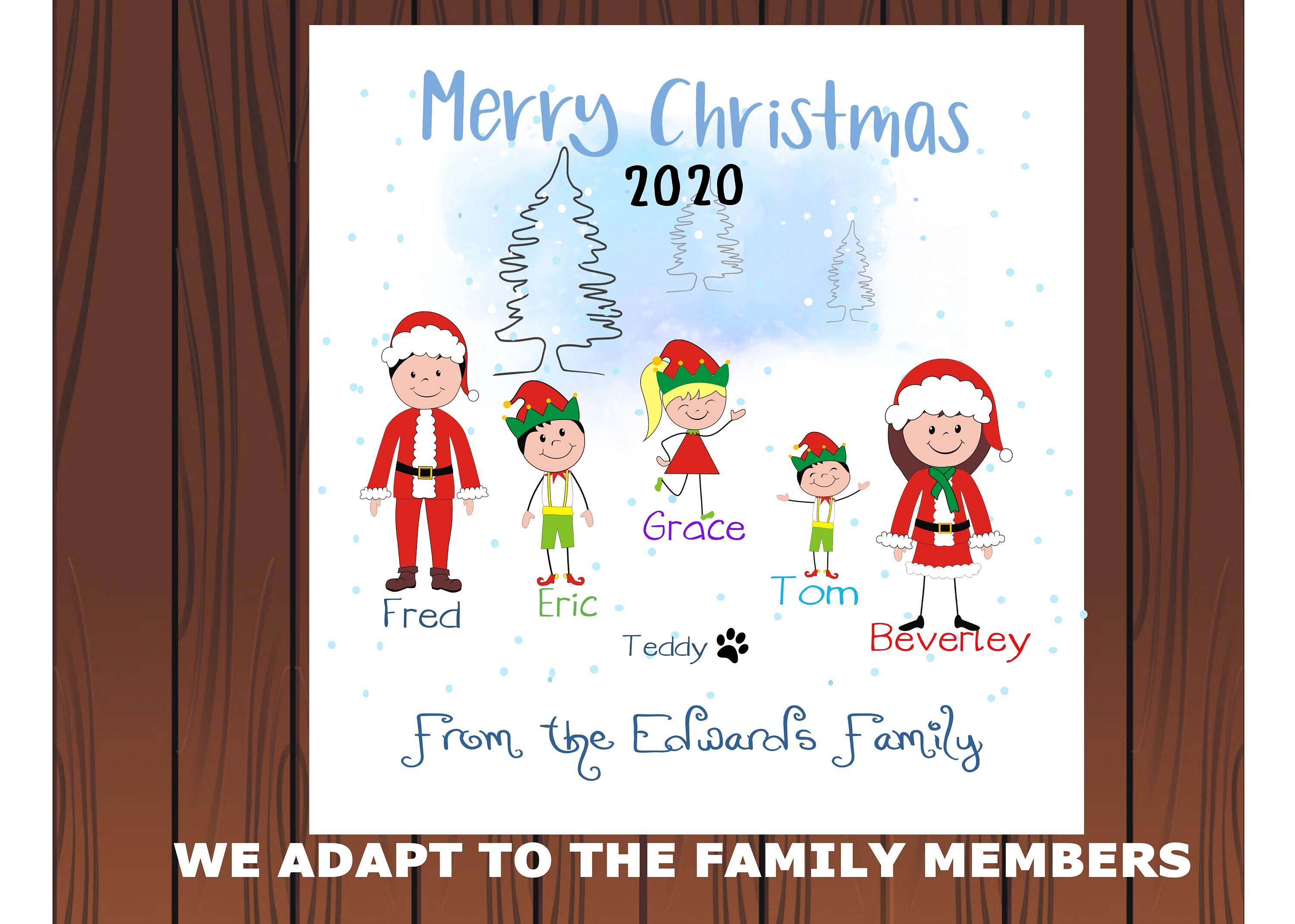 Personalised Pack Santa Stickman Family Christmas Cards Pack X - Etsy ...