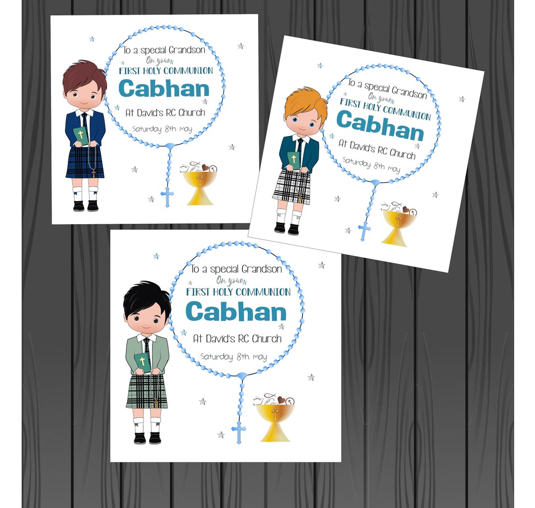 Personalised First Holy Communion Religious Ceremony Card Boys ...