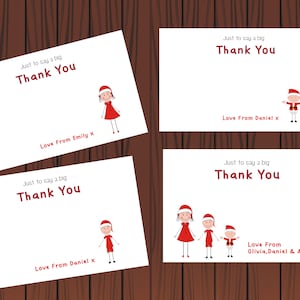 Personalised Stick Figure Santa Dress Fun - Christmas Thank You Notelet ...
