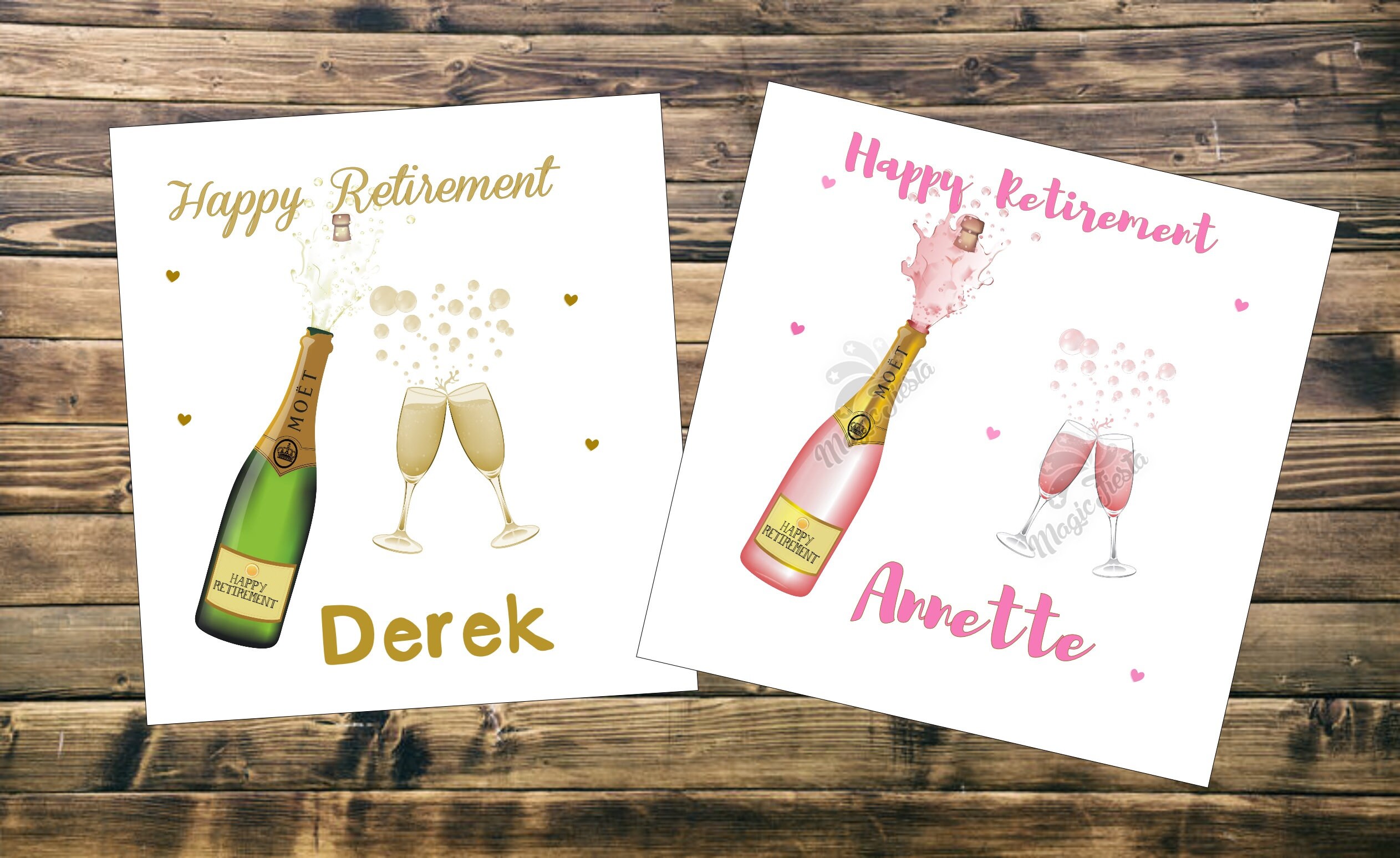 Personalised Retirement Card Champagne Handmade | Etsy