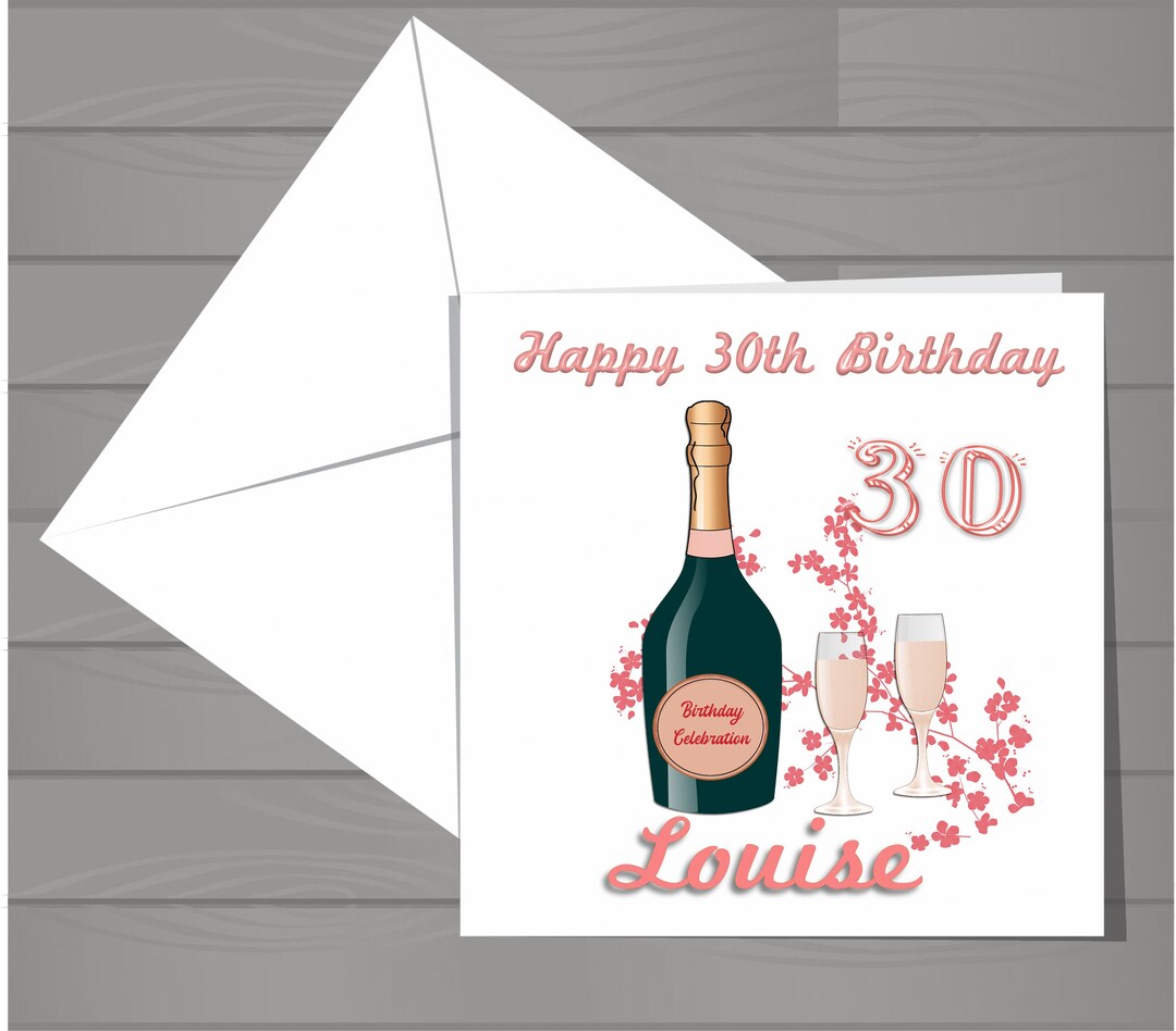 Personalised Birthday Card Champagne Handmade 21, 30,40,50 .... - Etsy