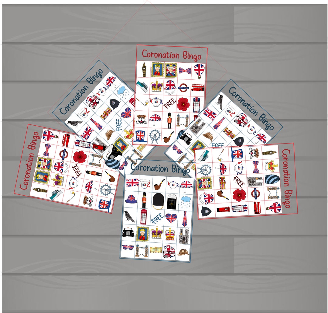 Illustrated Royal British Bingo Game PDF Email Download 32 Game Sheets ...