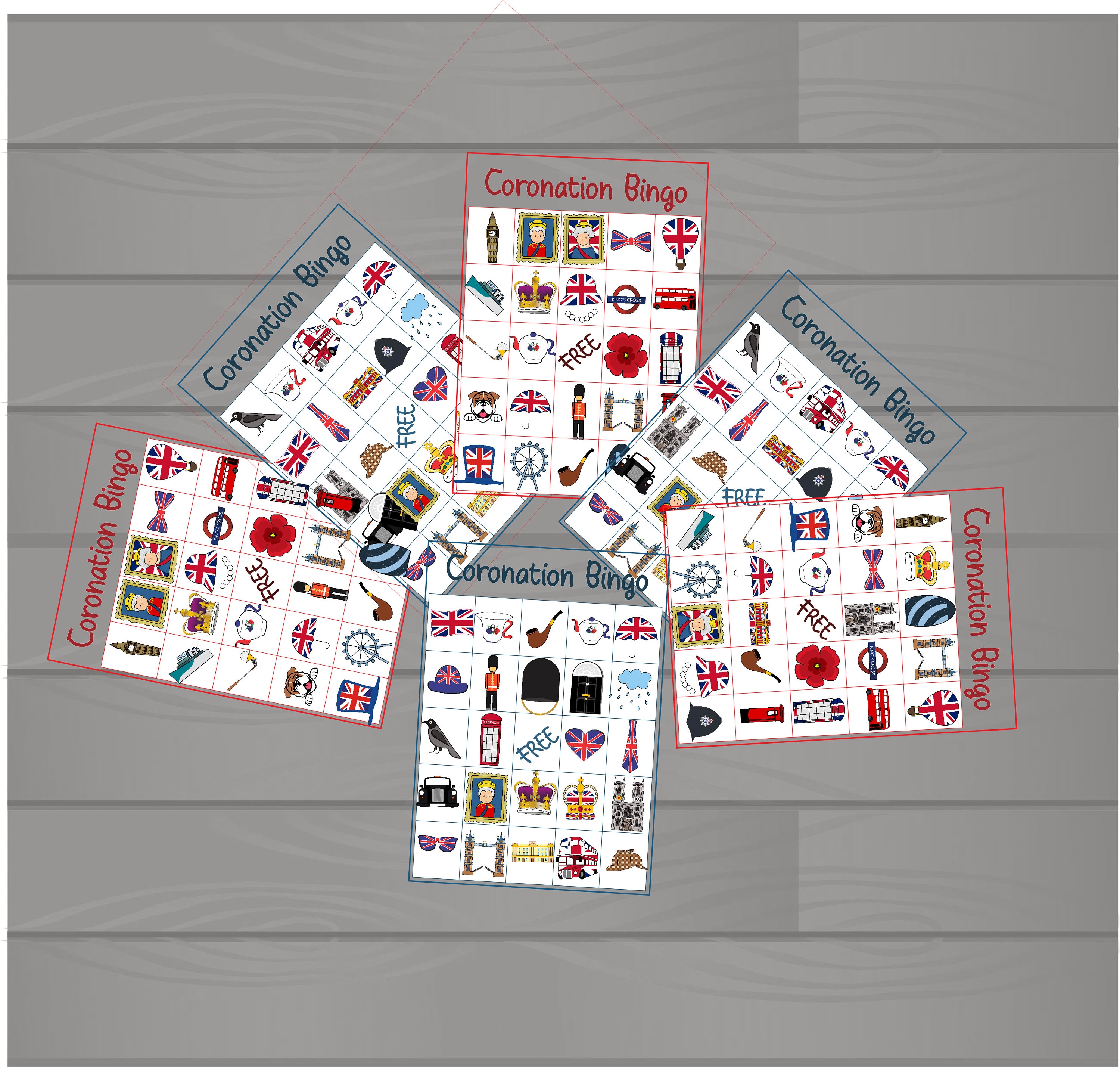 Illustrated Royal British Bingo Game PDF Email Download 32 Game Sheets ...