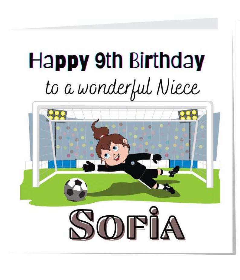 Personalised Girl Football Goalkeeper Card, Daughter, Niece ...
