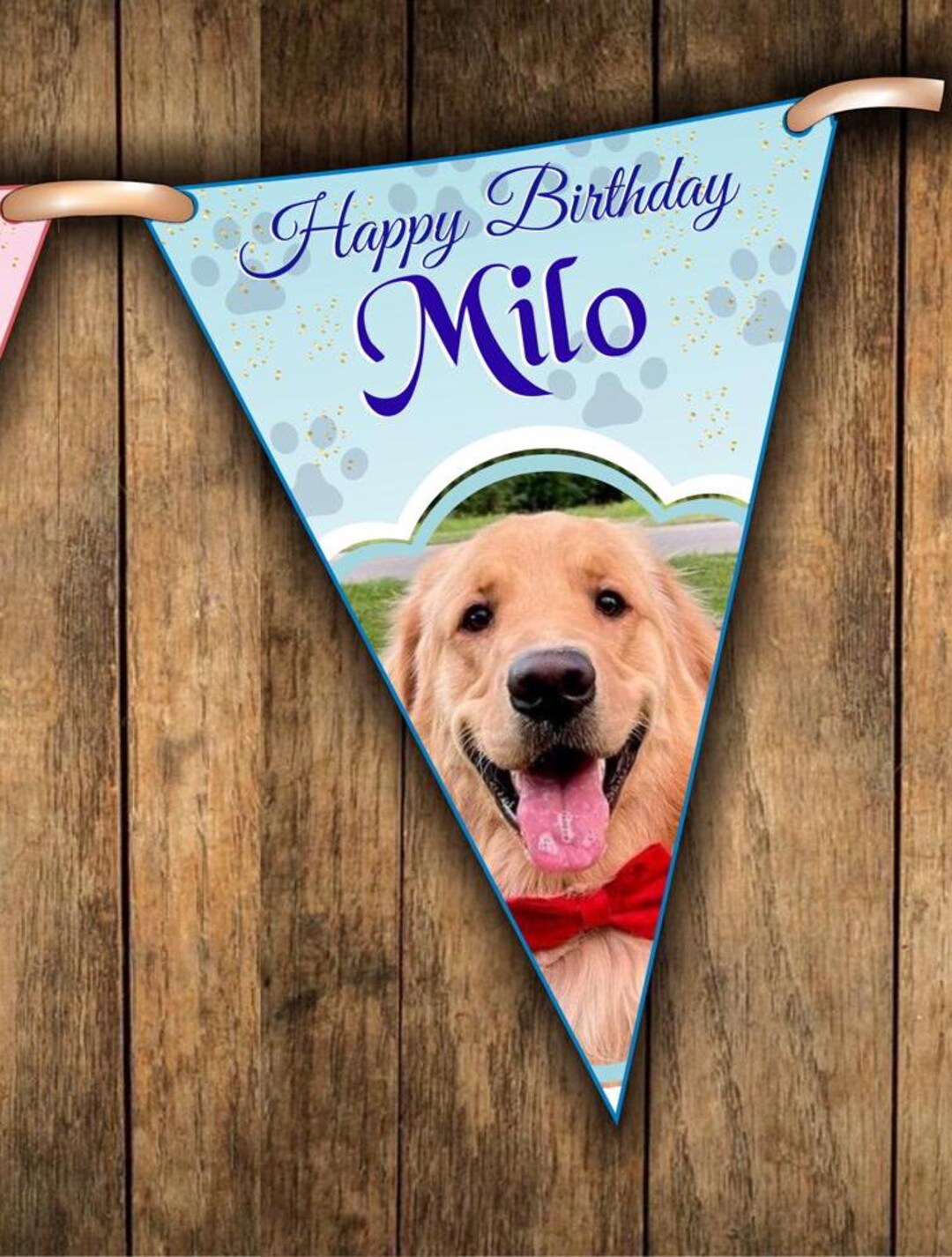 Dog Paw Prints Bunting Banners Happy Birthday Banner Hanging Animal for ...