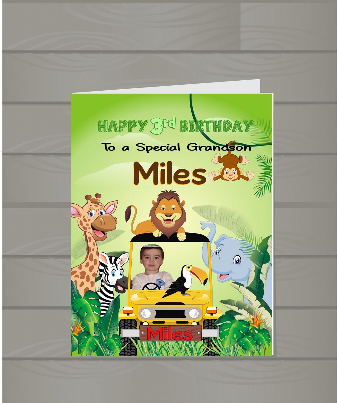 Personalised Jungle Animal Safari Birthday Card A5, Son. Nephew , Niece ...