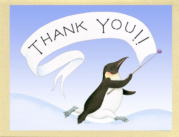 Pleased Penguin Thank You Card | Etsy