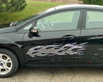 Chrome Flames Decal - Etsy