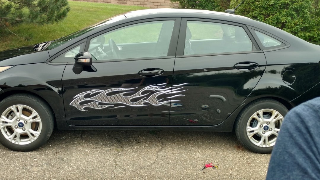 Car Side Decals, Vinyl Vehicle Graphics, Chrome Flames, Set of 2 - Etsy