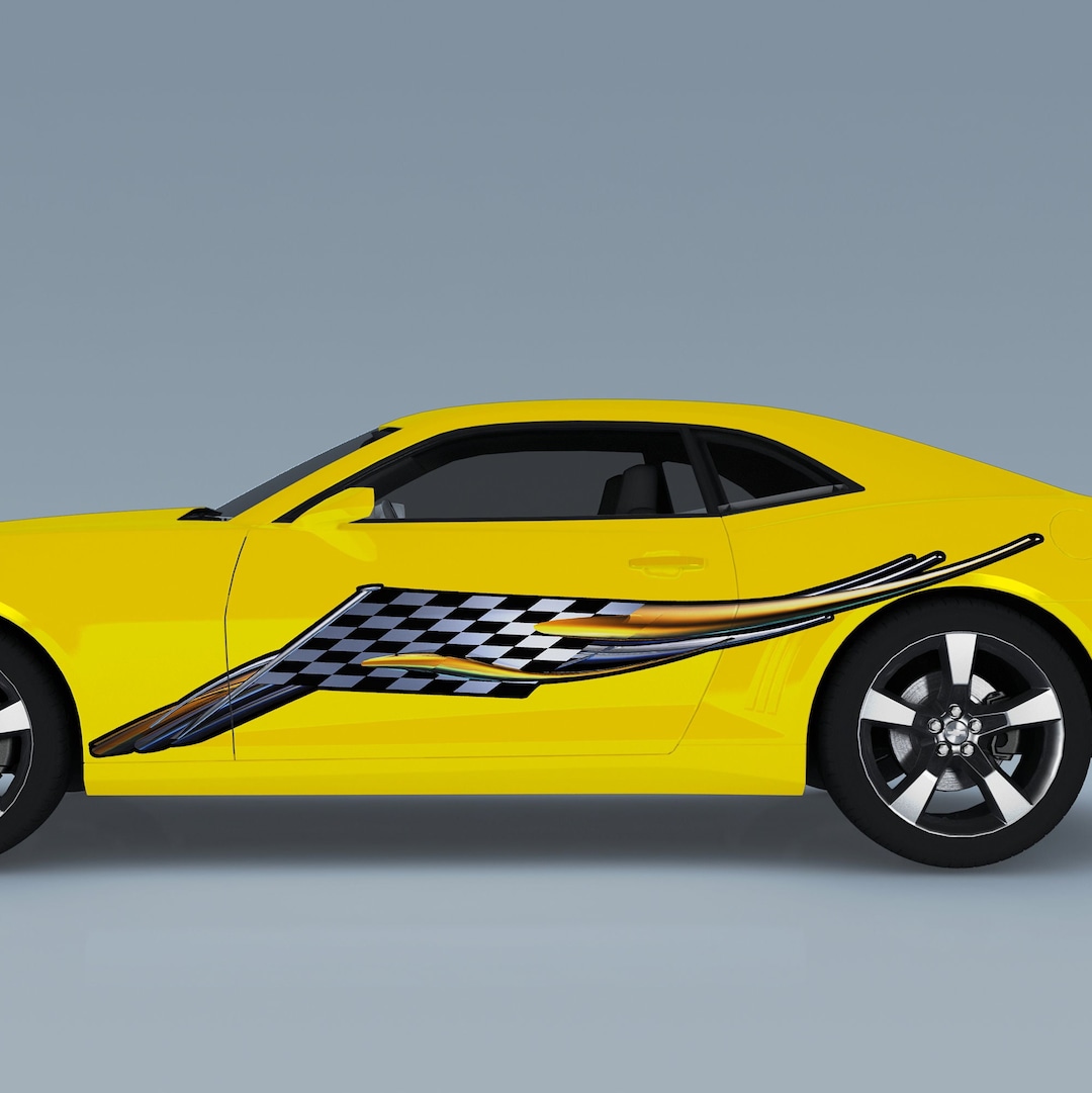 Checkered Racing Flag Car Decals, Trucks Vinyl Graphics, Set of 2 - Etsy