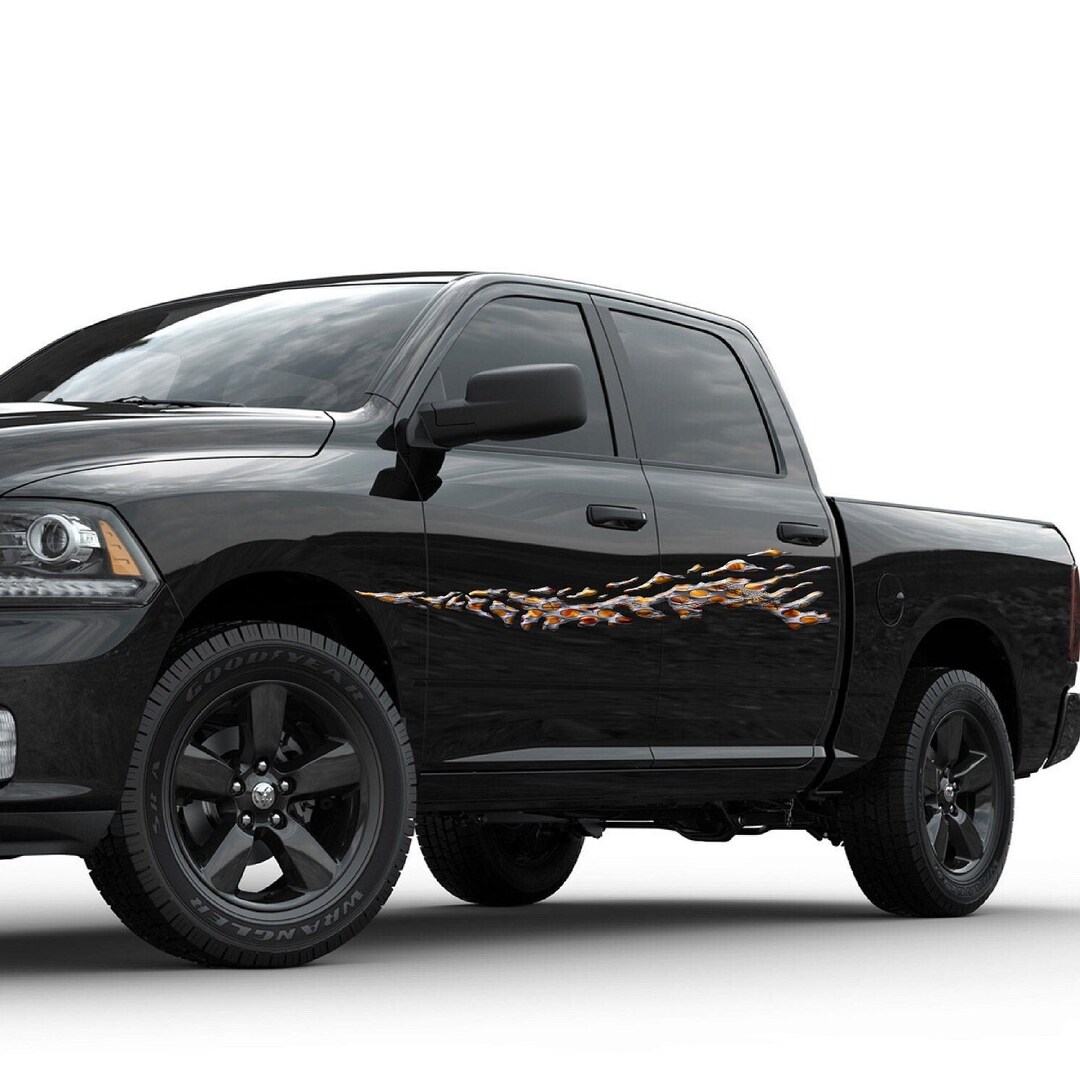 Truck Decals, Large Car Decals, Vinyl Graphics, Flaming Mud Splash, Set ...