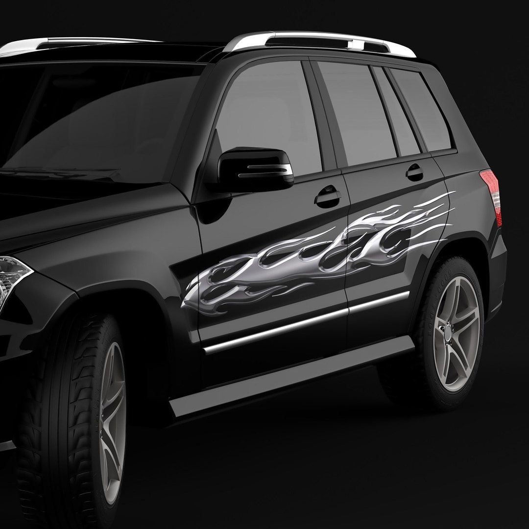 Chrome Flames Truck Decals, Vinyl Vehicle Graphics, Set of 2 - Etsy