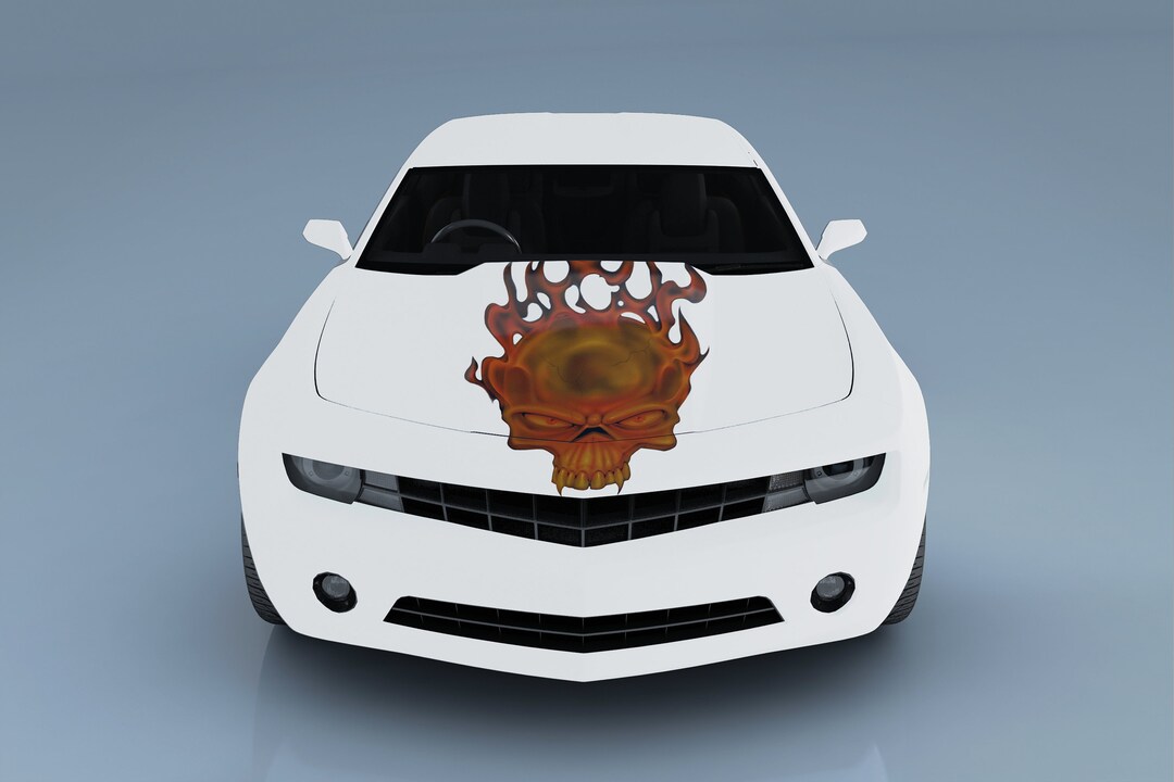 Car Hood Decal, Vinyl Graphics for Car Hood, Flaming Skull - Etsy
