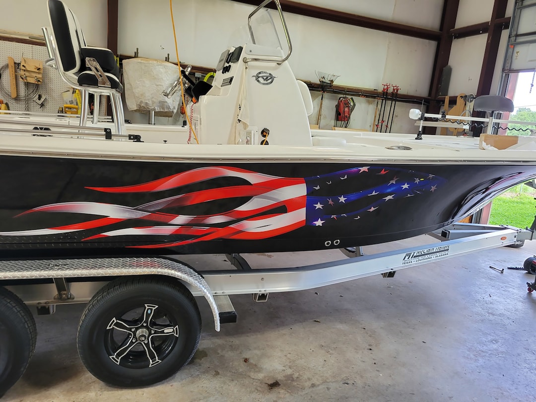 American Flag Boat Decals, Bald Eagle Flames, Vinyl Vehicle Graphics ...