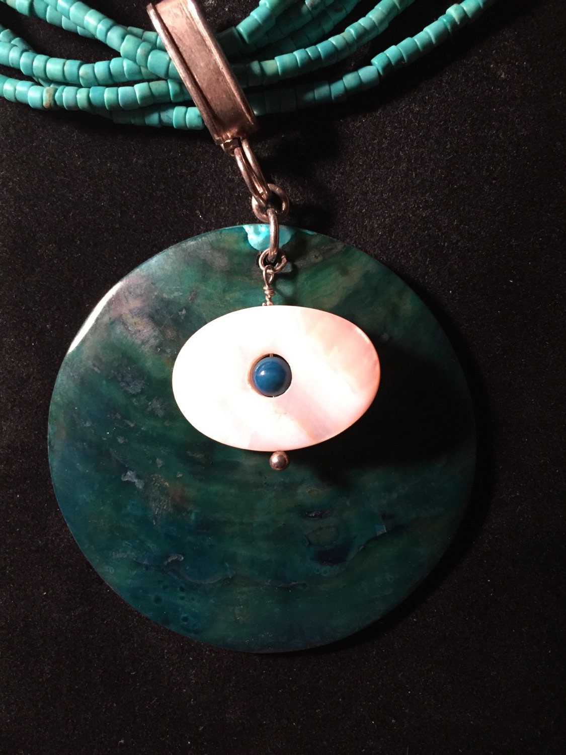 Evil Eye Amulate in Turquoise, Silver, and Shells - Etsy