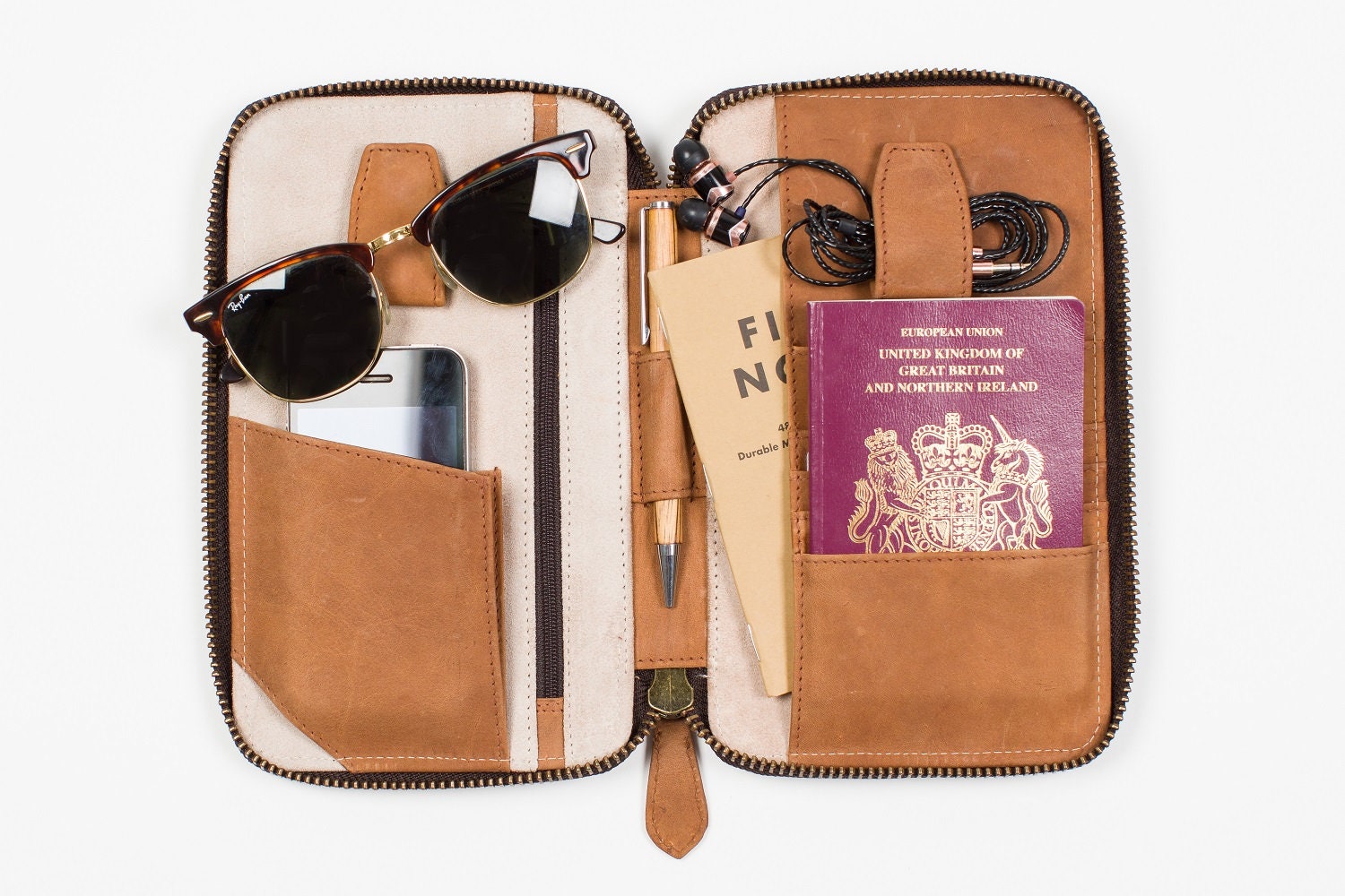 LEATHER TRAVEL WALLET xs brown tan Personalized passport | Etsy