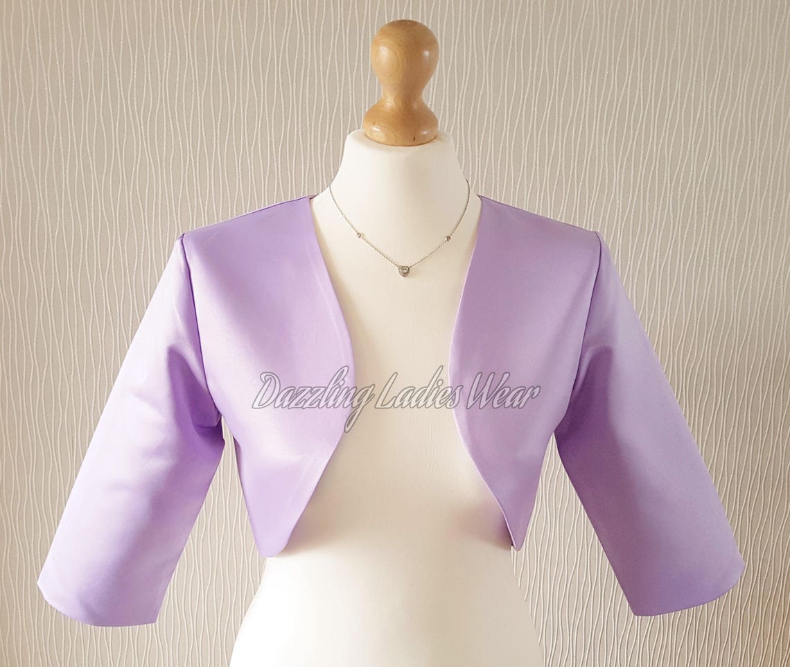 Lilac Satin Bolero / Shrug / Cropped Jacket Fully Lined - UK 4-26/US 1 ...