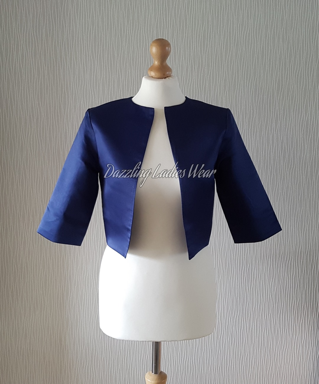 Navy / Dark Blue Satin Bolero Fully Lined UK 4-26/US 1-22 Shrug/cropped ...