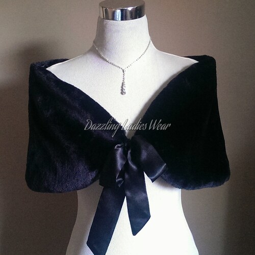 Navy / Dark Blue Faux Fur Stole With Ribbon UK 8-20/ US 4-16 / - Etsy