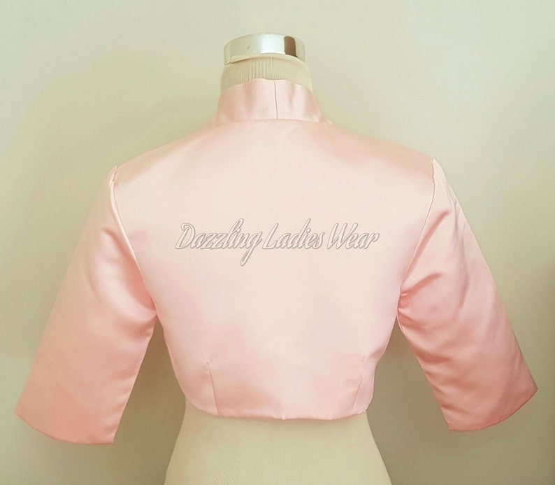 Light Pink Satin Bolero / Shrug / Cropped Jacket Fully Lined - Etsy UK