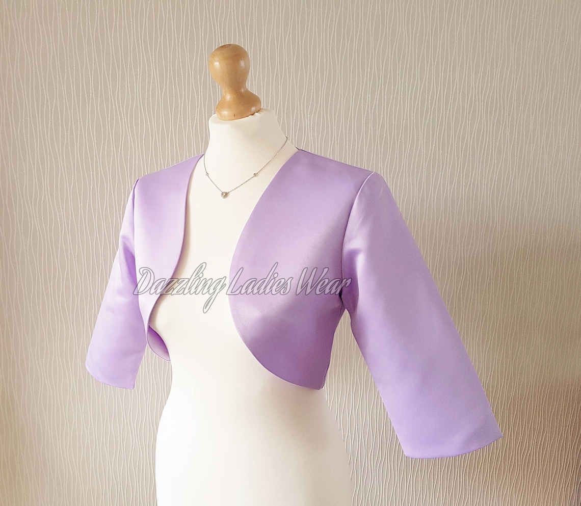 Lilac Satin Bolero / Shrug / Cropped Jacket Fully Lined - UK 4-26/US 1 ...