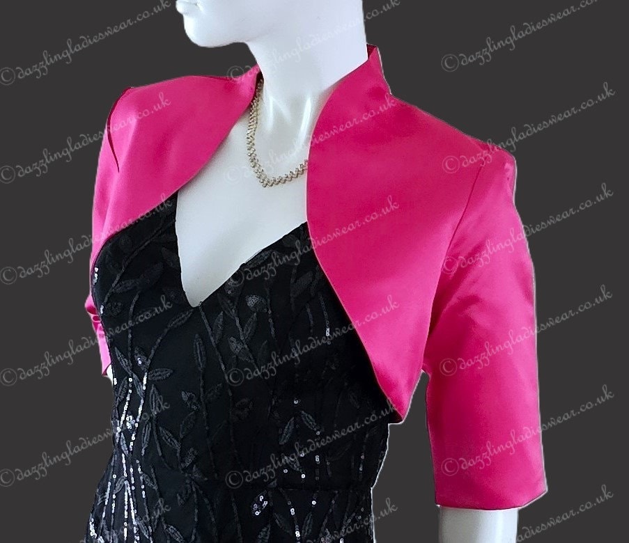 Pink Satin Bolero / Shrug / Cropped Jacket Fully Lined - UK Pink Satin Bolero / Shrug / Cropped Jacket Fully Lined - UK