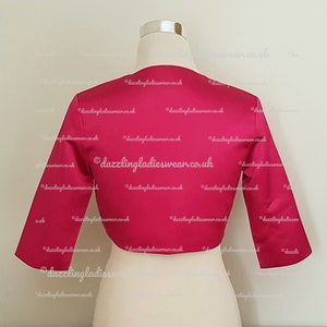 Raspberry Pink Satin Bolero / Shrug / Cropped Jacket Fully Lined - UK 4 ...
