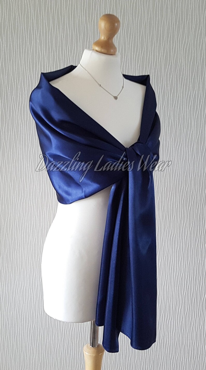 Navy Blue Satin Shawl Large Satin Shawl / Wrap / Stole / - Etsy