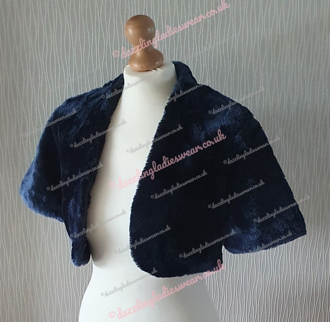 Dark Blue Faux Fur Bolero Mid/half Sleeved / Shrug / Jacket / Shawl ...