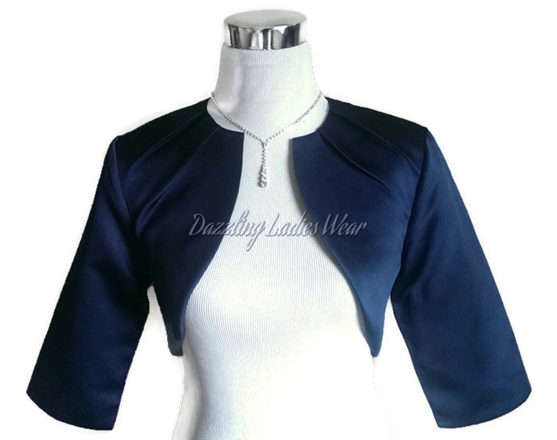 Navy/dark Blue Satin Bolero Fully Lined UK 4-26/US 1-22 - Etsy