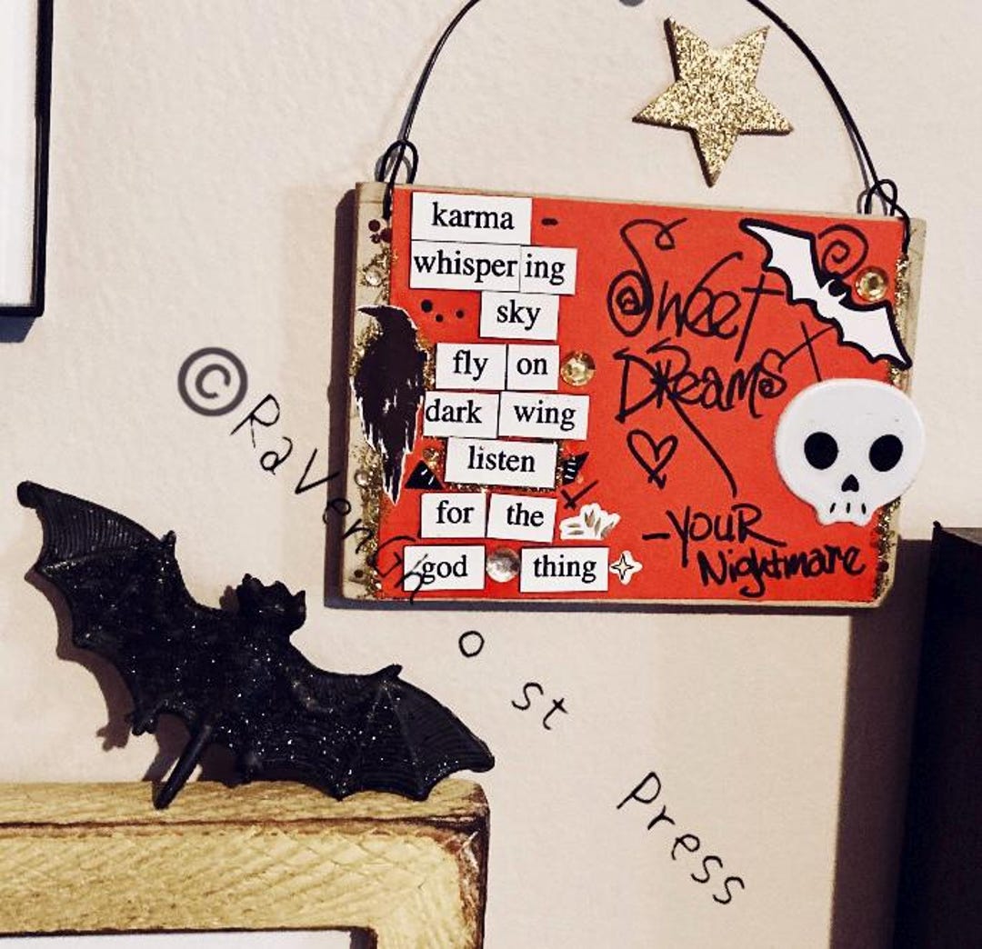 Dark Poetry Hanging Plaque ~ Ravenghost Press ~ Fun Goth Decor ~ Gift ...