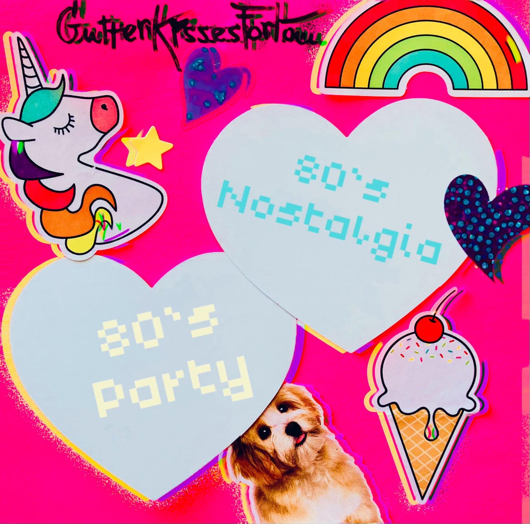 80’s Party Bag ~ Nostalgic Mix of Stickers, Magnets, Books, Clippings ...