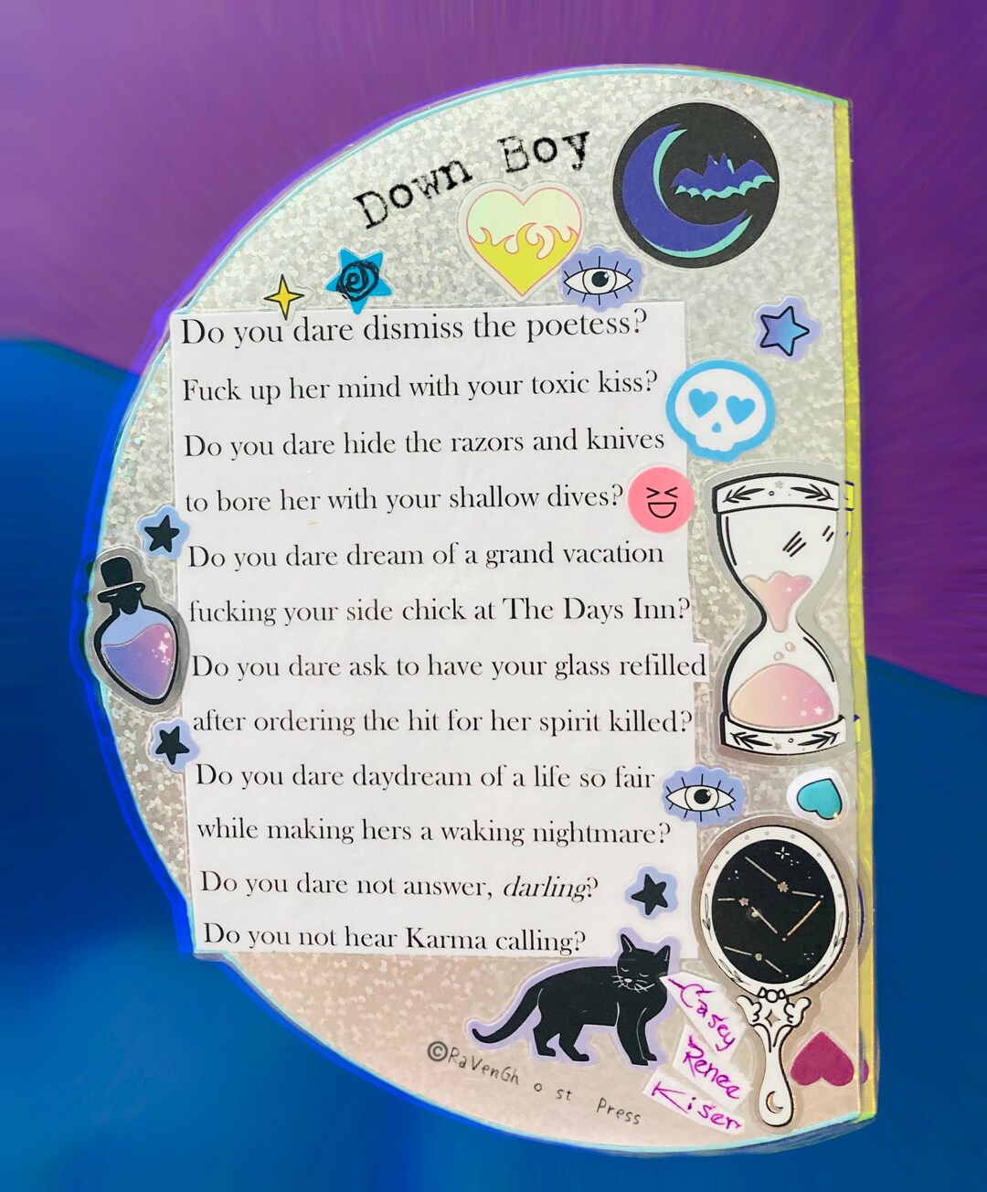 Punk Poetry Collage Magnet Half Moon Oddity Magnet Down Boy by C. Renee ...