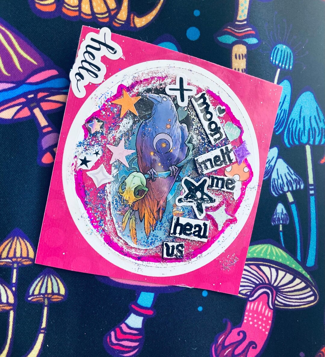 The Shaman~ Handmade Sticker-raven Collage Style~ Unique Magical Gift ...