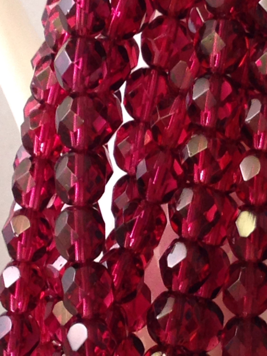 BERRY WINE 6mm Fuchsia Firepolish Czech Glass Faceted Round Beads ...