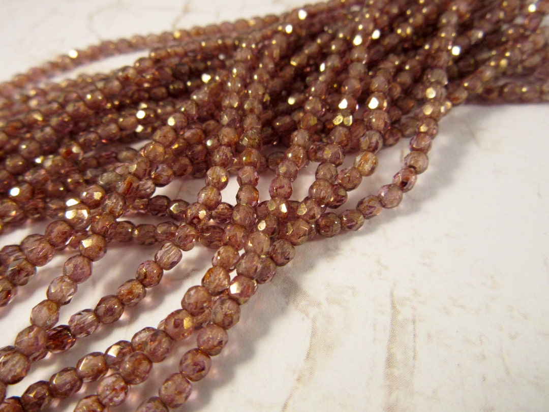 WEE TOPAZ 2mm Firepolish Luster Transparent Gold/smoky Topaz Czech ...