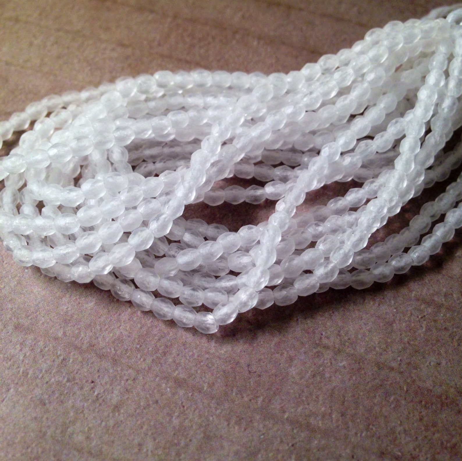 ICE BITS 3mm Firepolish Matte Crystal White Czech Glass - Etsy