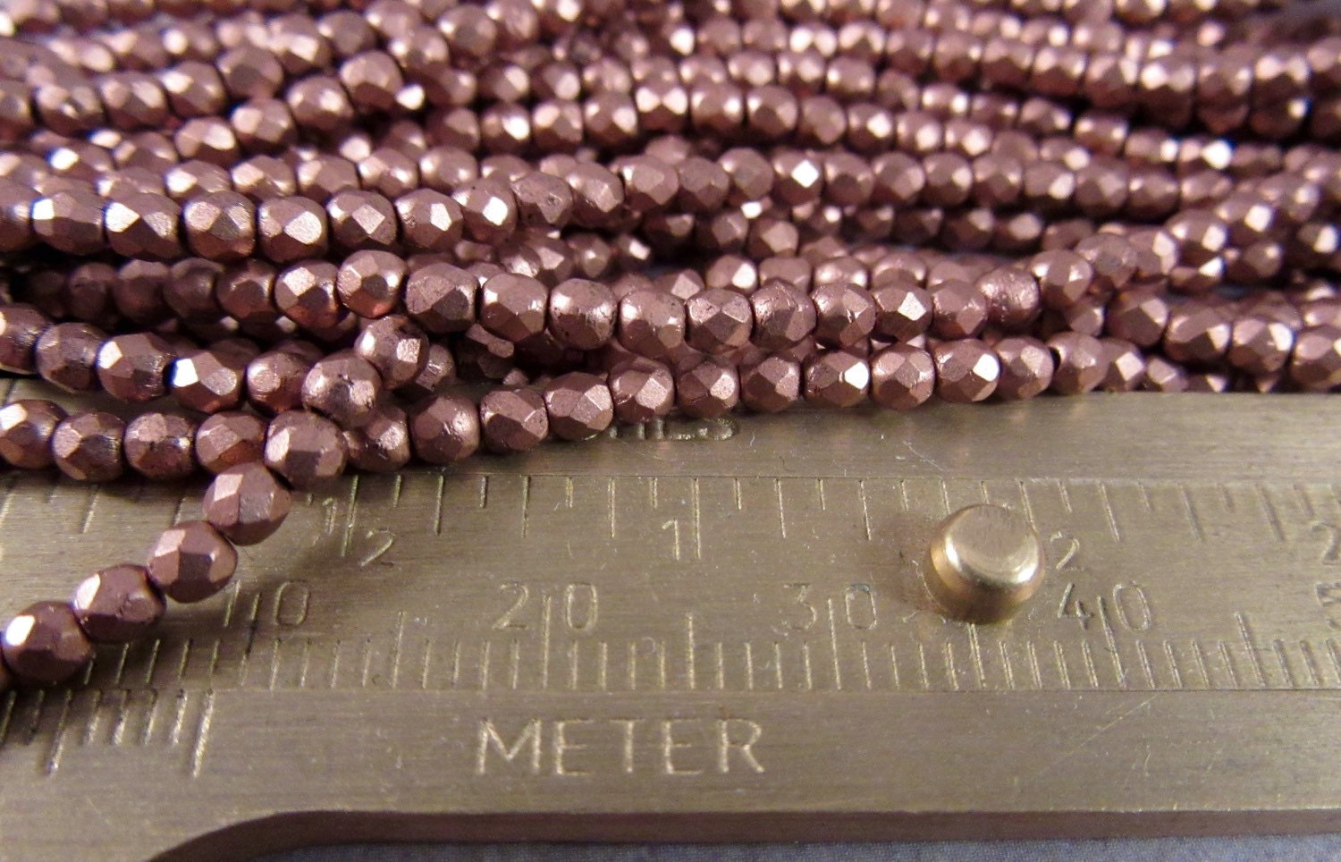 OLD PENNY 2mm Matte Metallic Bronze Copper Firepolish Czech Glass ...