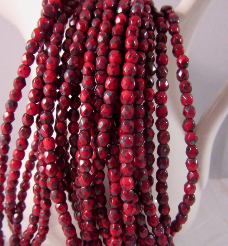 OPAQUE RED PICASSO 3mm Firepolish Opaque Red Picasso Czech - Etsy