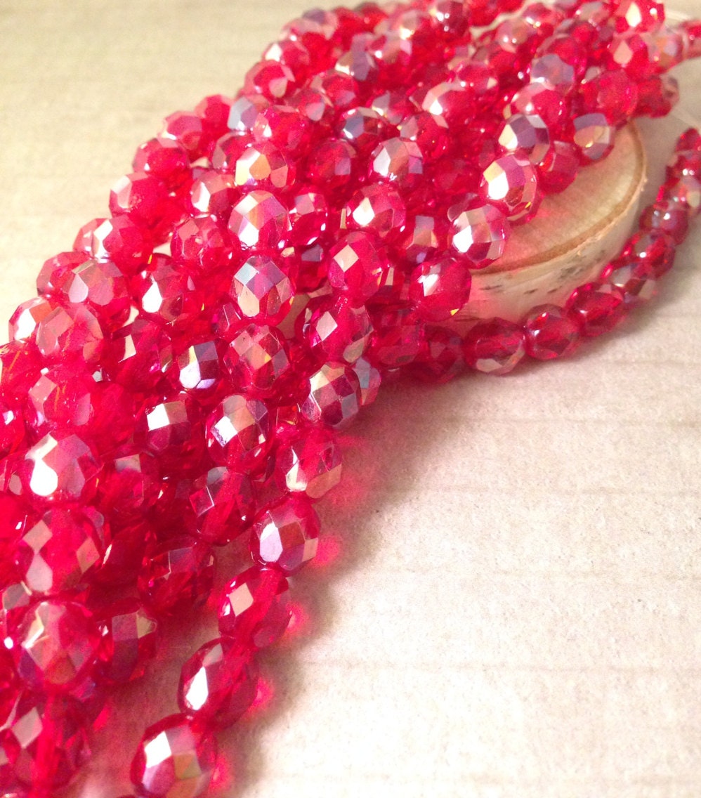 STRAWBERRY SUNRISE 8mm Celsian Siam Ruby Firepolish Faceted - Etsy