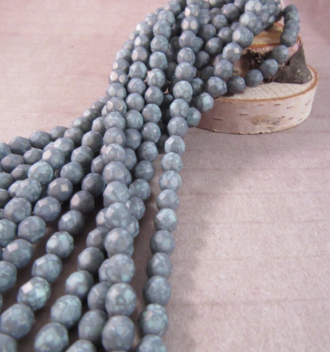 MOON PEBBLES II 6mm Firepolish Matte Opaque Pale Turquoise Moon Dust ...