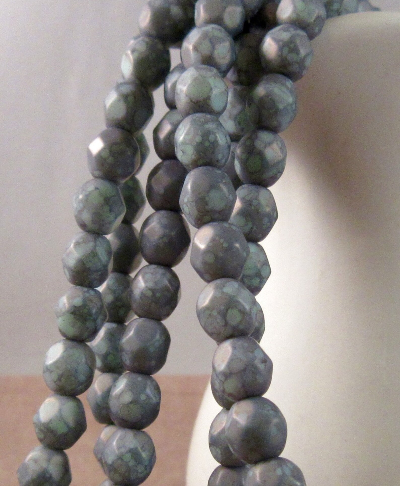 MOON PEBBLES II 6mm Firepolish Matte Opaque Pale Turquoise Moon Dust ...