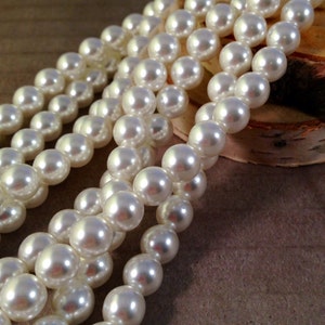 SNOW DAY 8mm Round Pearl Coat Beads - Snow Czech Glass Pearls - Snow ...