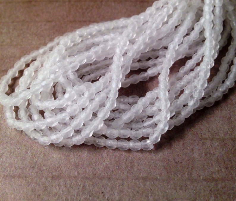 ICE BITS 3mm Firepolish Matte Crystal White Czech Glass - Etsy