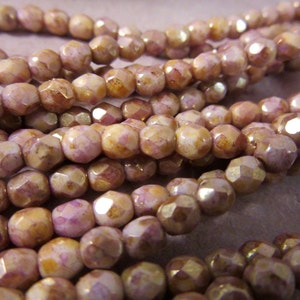 ACAI TOPAZ 4mm Firepolish Luster Opaque Gold / Smoky Topaz Czech Glass ...