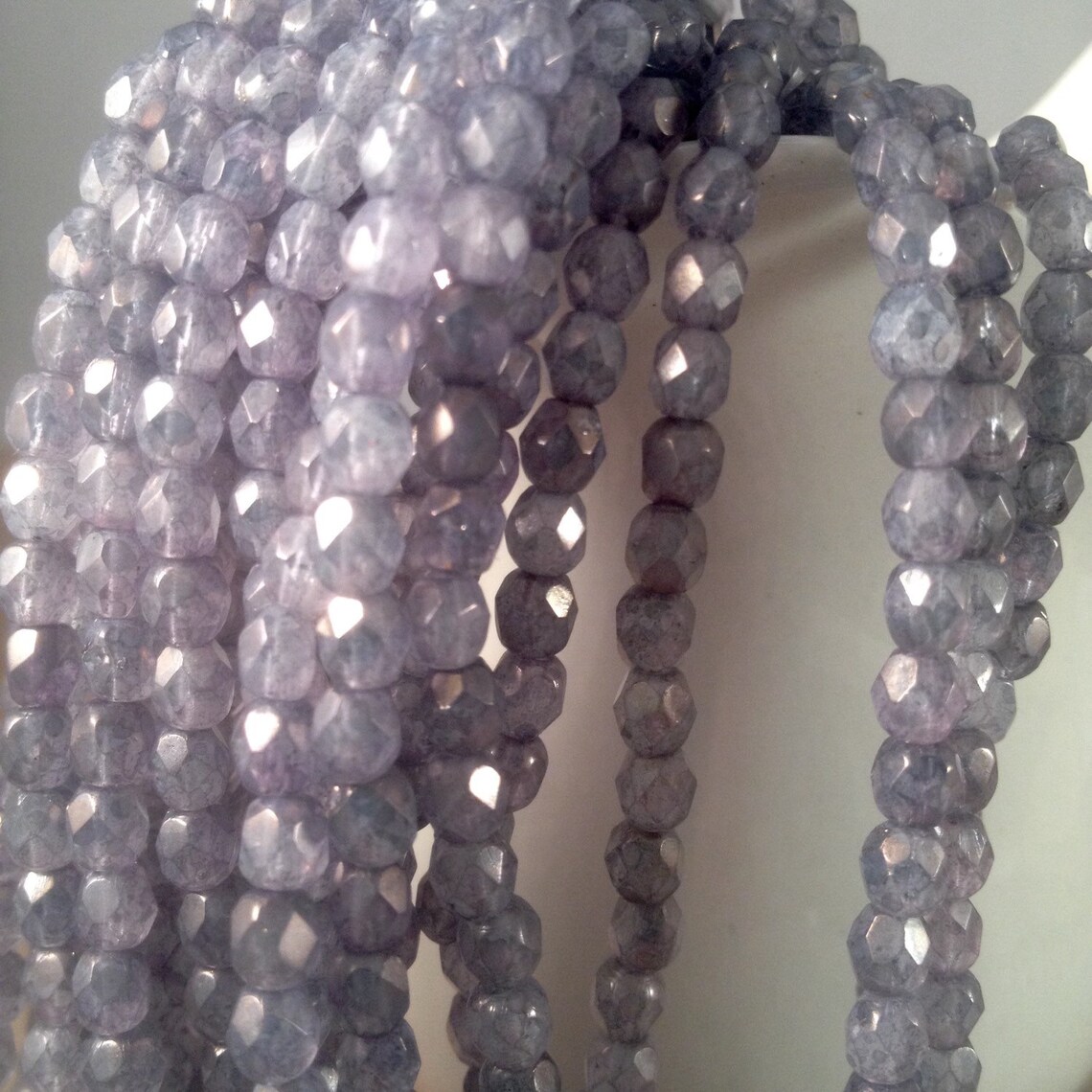 SLATE BITS 4mm Firepolish Luster Stone Grey Czech Glass - Etsy