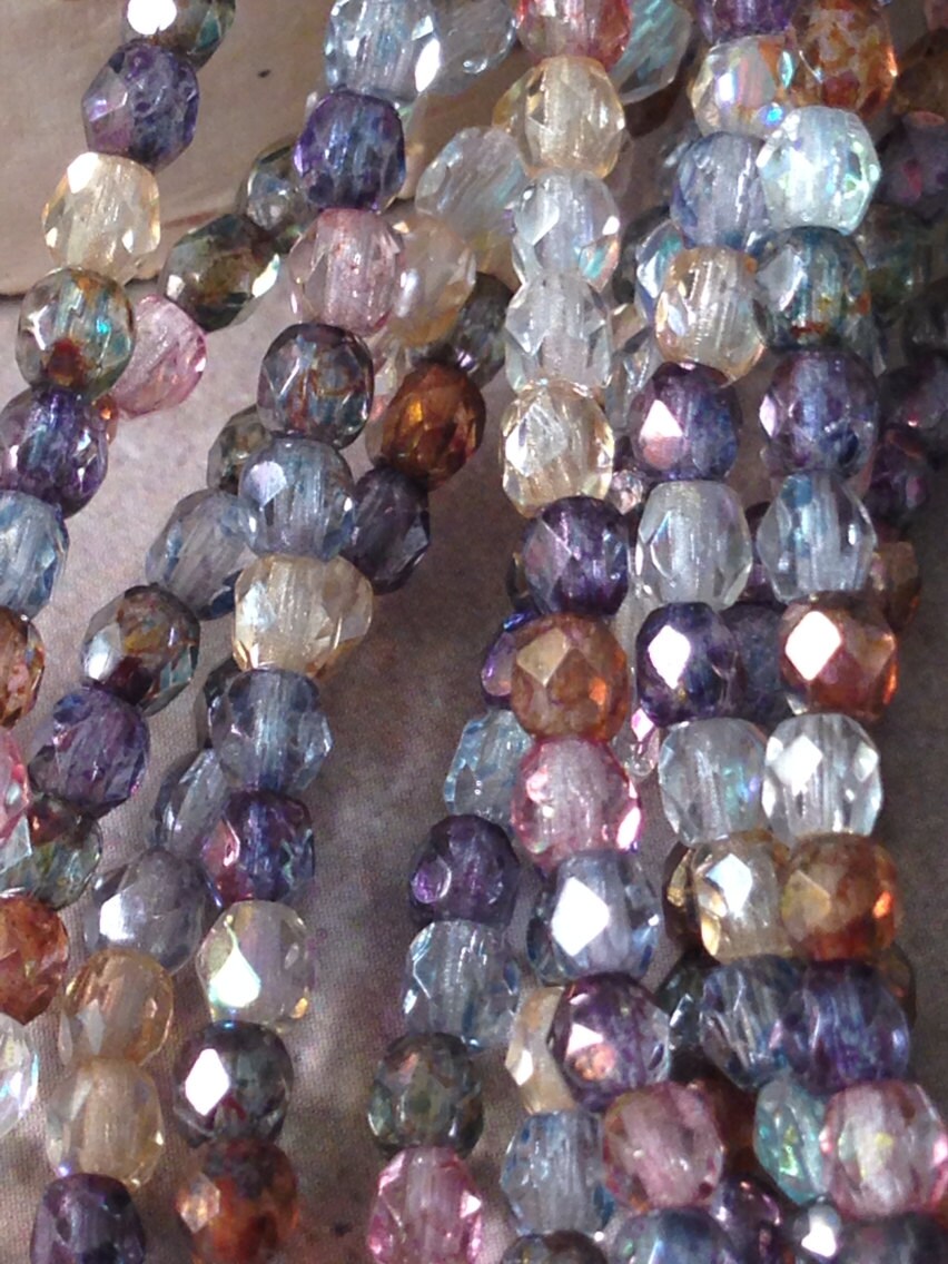 AUTUMN LUSTER 3mm Luster Mix Firepolish Czech Glass Faceted - Etsy