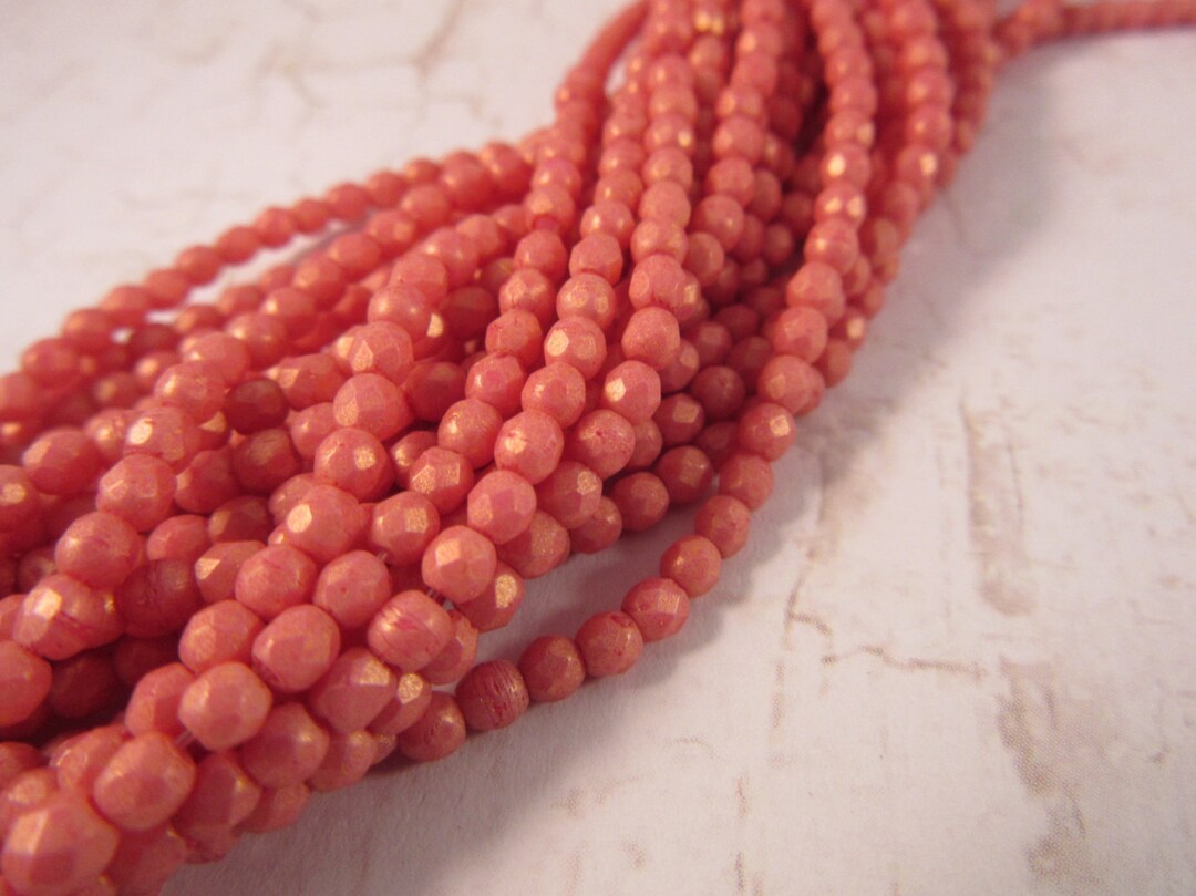 WATERMELON BITS 2mm Firepolish Pacifica Watermelon Czech Glass Faceted ...